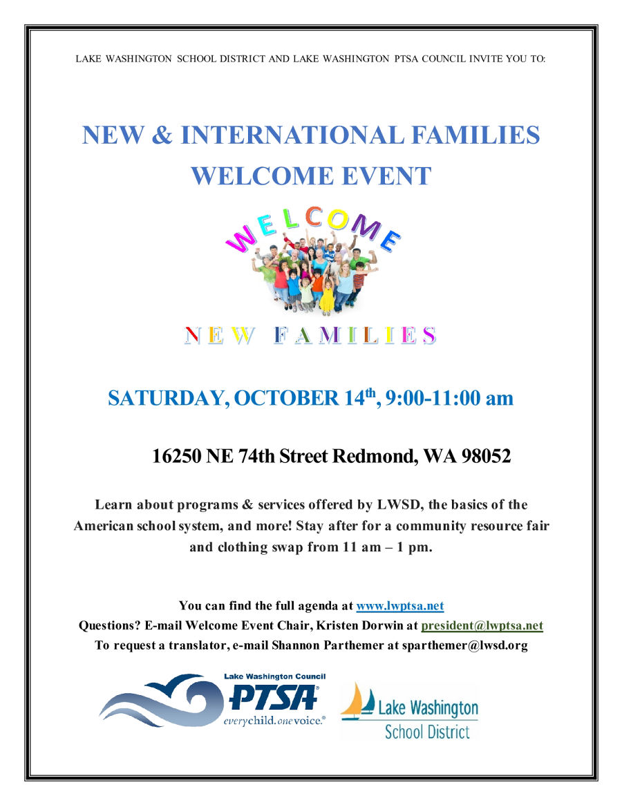 2023 Welcome Event for New & International Families in LWSD – Lake ...